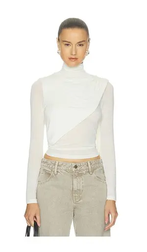 Enza Costa Sheer Cashmere Jersey Bandana Turtleneck Top In . Also - White