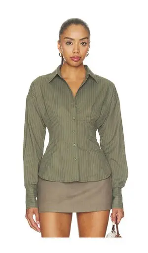 ALL THE WAYS Jeyne Button Up Top In . Also - Olive