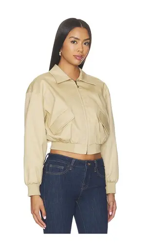 Good American Twill Cropped Bomber Jacket