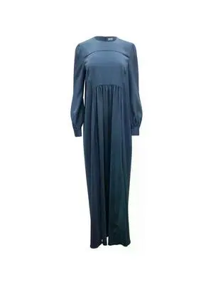 Co Gathered Long-sleeve Maxi Dress - Blue