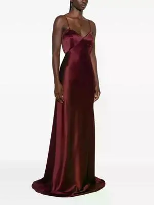 Max Mara Satin-finish Spaghetti-strap Maxi Dress