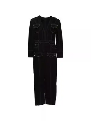 Balmain V-neck Denim Jumpsuit