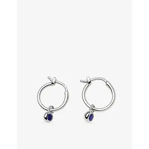 MISSOMA September Birthstone Mini Charm Plated Brass And Lapis Hoop Earrings - Silver