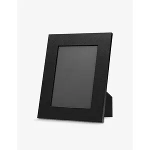 Smythson Panama Medium Leather Photo Frame 9.4' X 7.4 - Black