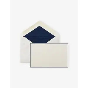 Smythson Bordered Correspondence Cards Pack Of Ten White Laid Navy