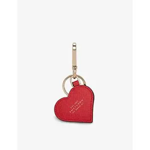Smythson Panama Heart Crossgrain Leather Keyring