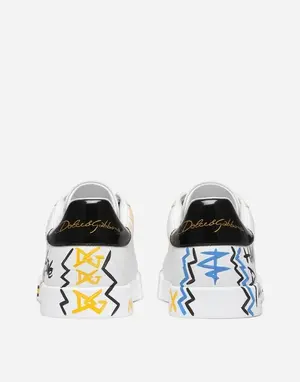 Dolce & Gabbana Portofino Hand-painted Leather Sneakers