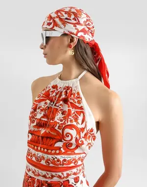 Dolce & Gabbana Majolica-print Poplin Bustier Top