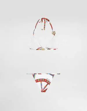Dolce & Gabbana Carretto-print Triangle Bikini