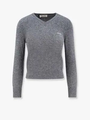 Miu Miu Wool Sweater With Logo Inlay