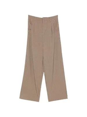 WHITE SAND Checked Wide-leg Trousers