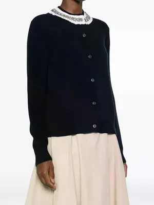 Prada Crystal-embellished Peter Pan-collar Cardigan