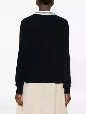 Prada Crystal-embellished Peter Pan-collar Cardigan