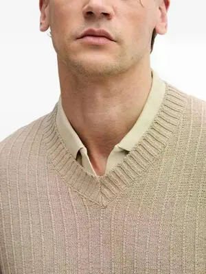 Sisley Ribbed-knit V-neck Sweater