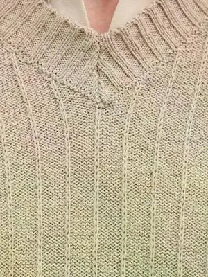 Sisley Ribbed-knit V-neck Sweater