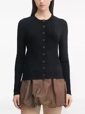 Sisley Check-knit Button-up Cardigan