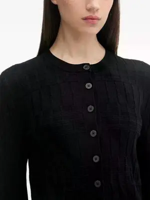 Sisley Check-knit Button-up Cardigan