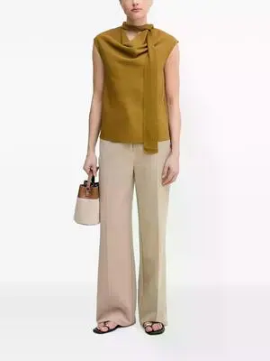 Sisley Tie-neck Cowl-neck Top - Green