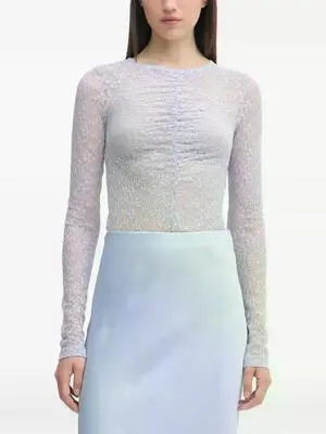 Sisley Ruched Lace Top - Blue