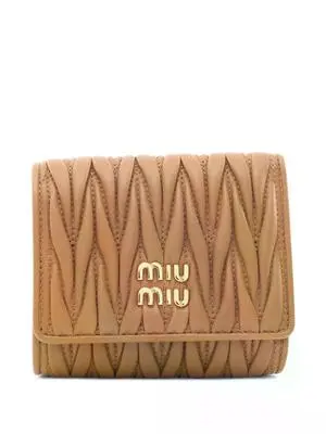 Miu Miu 2020s Matelassé Trifold Wallet - Neutrals