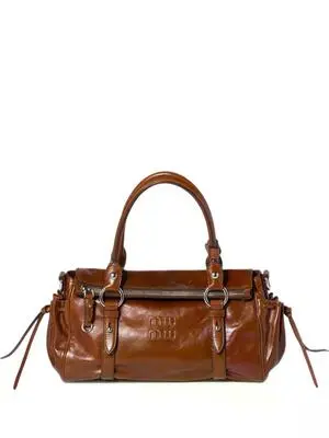 Miu Miu Glossy Leather Handbag - Brown