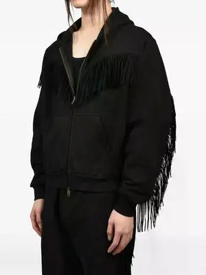 AUSTIN POST Fringed Zip-up Hoodie