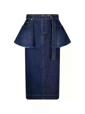 Sacai Peplum-waist Belted Midi Skirt