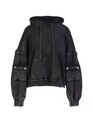 VIVAMUS Zip-detail Panelled Hoodie - Black