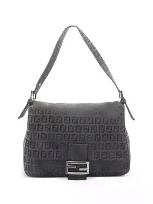 Fendi Zucchino Mamma Baguette Shoulder Bag - Grey