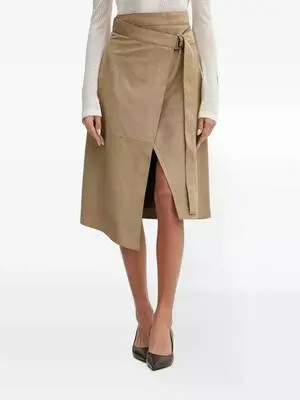 Sisley Belted Asymmetric Midi Skirt - Neutrals