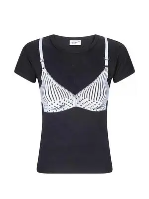 Vaquera Bra-print T-shirt - Black
