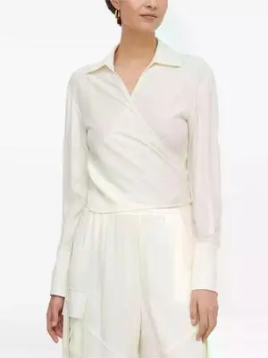 Sisley Wrap-style Long-sleeve Blouse - White