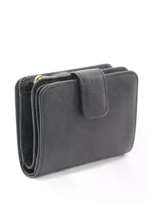 Prada Saffiano Triang Bi-fold Wallet - Black