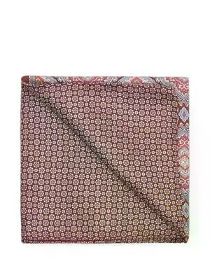 Eton Paisley-print Geometric-pattern Pocket Square - Red