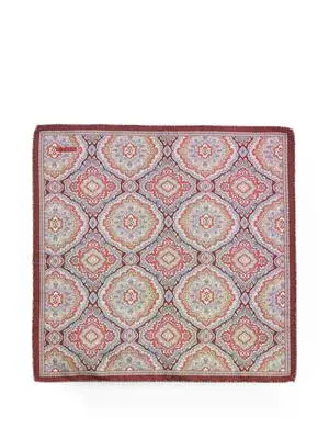 Eton Paisley-print Geometric-pattern Pocket Square - Red