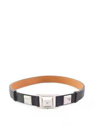 Hermès Medor Pyramid-stud Belt - Black