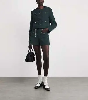 Maje Tweed Chain Belt Shorts