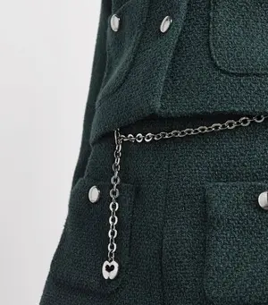 Maje Tweed Chain Belt Shorts
