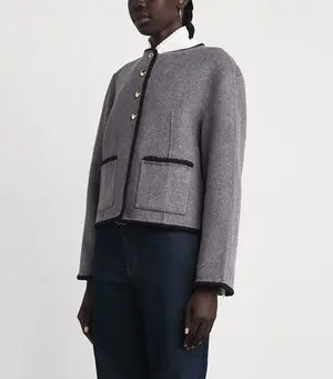 Maje Wool-blend Double-face Cropped Jacket