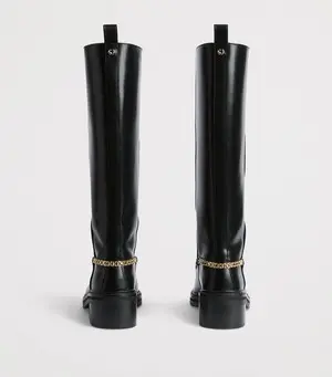 Maje Leather Embellished Knee Boots