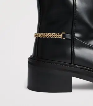 Maje Leather Embellished Knee Boots
