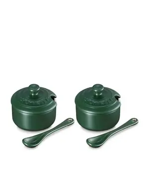 LE CREUSET Stoneware Serenity Condiment Pots With Spoons