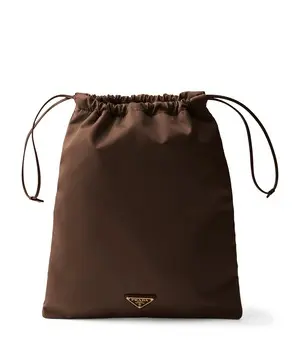 Prada Re-nylon Drawstring Pouch - Brown