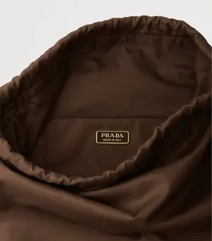 Prada Re-nylon Drawstring Pouch - Brown