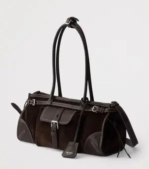 Prada Medium Bonnie Corduroy And Leather Top-handle Bag