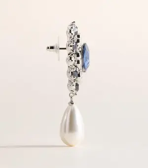 SELF-PORTRAIT Faux Pearl And Crystal-embellished Drop Earrings