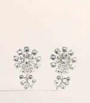SELF-PORTRAIT Crystal-embellished Floral Drop Earrings - Silver