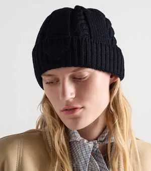 Prada Virgin Wool Triangle Beanie