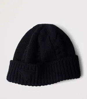 Prada Virgin Wool Triangle Beanie