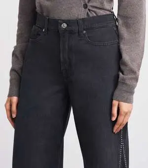7 For All Mankind Stud Lotta High-rise Wide-leg Jeans